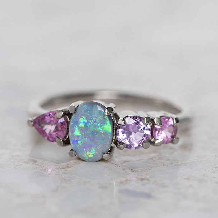 Opal And Pinks Sapphire Splice Ring – Sarah Gardner Jewellery