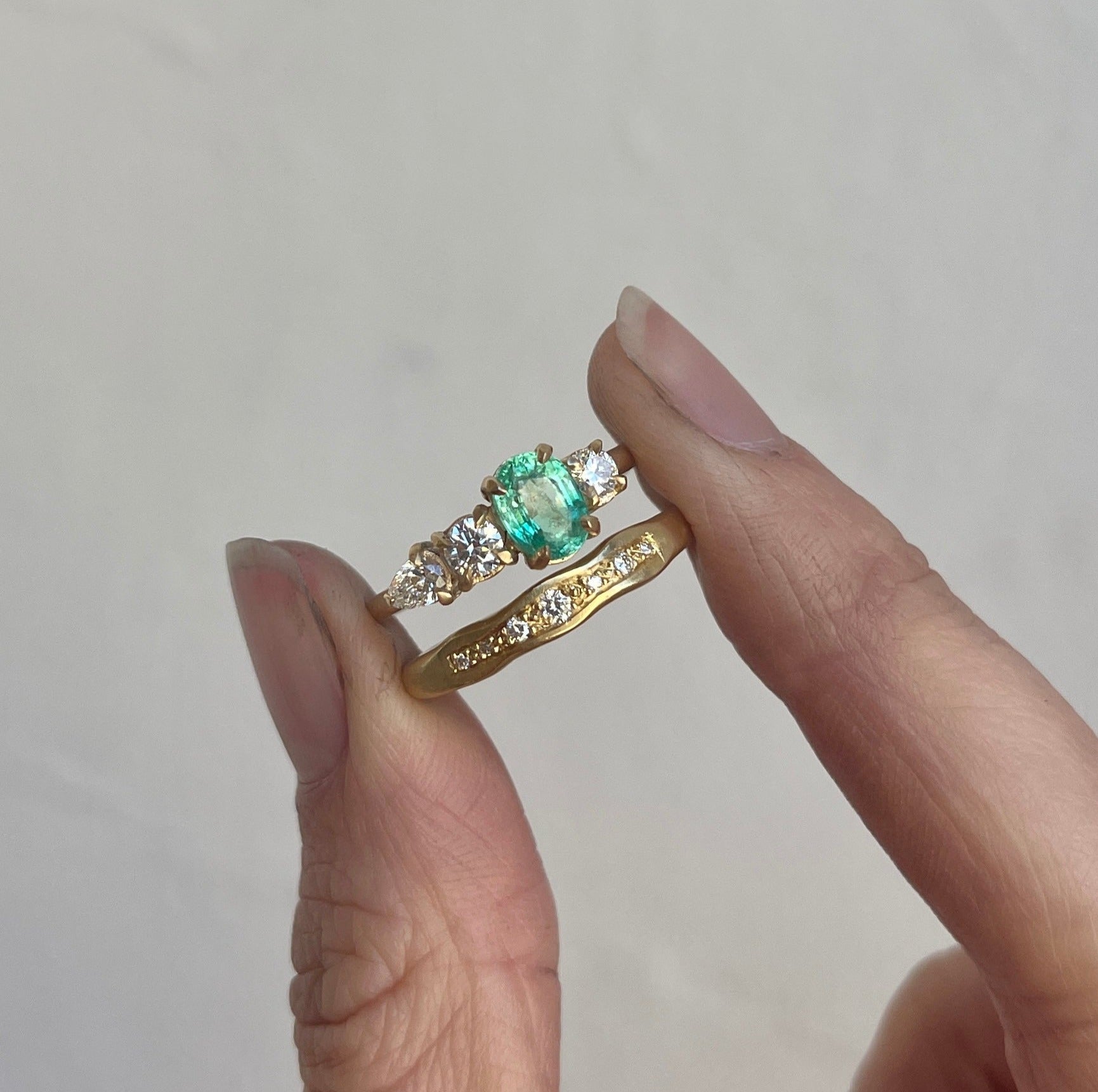 Emerald And Diamond Splice Ring – Sarah Gardner Jewellery