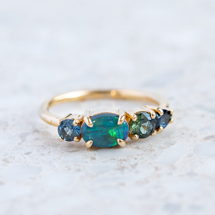 East West Black Opal Splice Ring – Sarah Gardner Jewellery