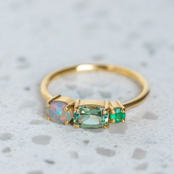 Opal and Tourmaline Green Splice Ring – Sarah Gardner Jewellery