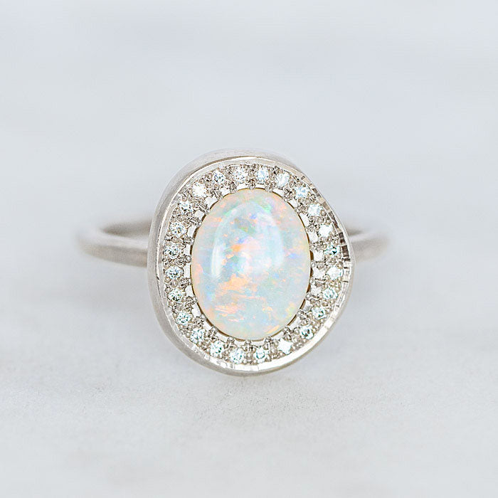 Crystal Opal and Diamond Pebble Ring – Sarah Gardner Jewellery