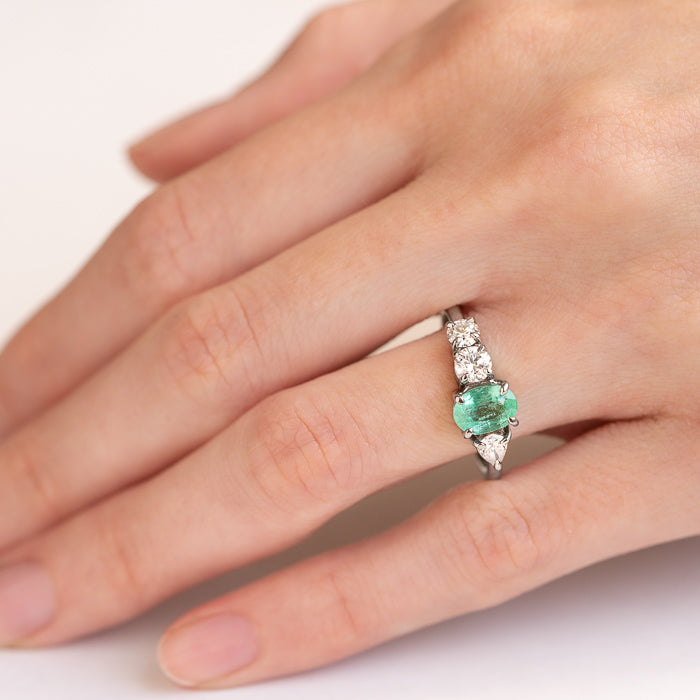 Emerald And Diamond Splice Ring – Sarah Gardner Jewellery