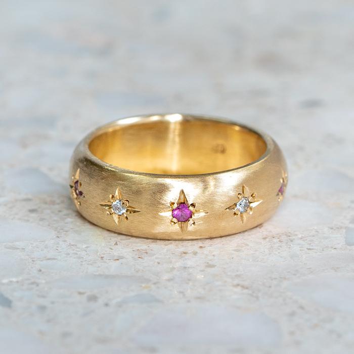 Pink Sapphire and Diamond Star Set Ring – Sarah Gardner Jewellery