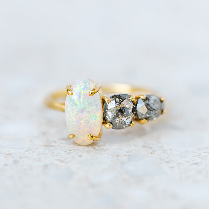 Opal And Diamond Right Splice Ring – Sarah Gardner Jewellery