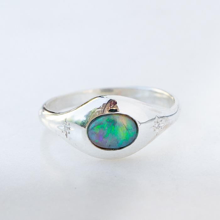Black Opal Orbit Ring – Sarah Gardner Jewellery